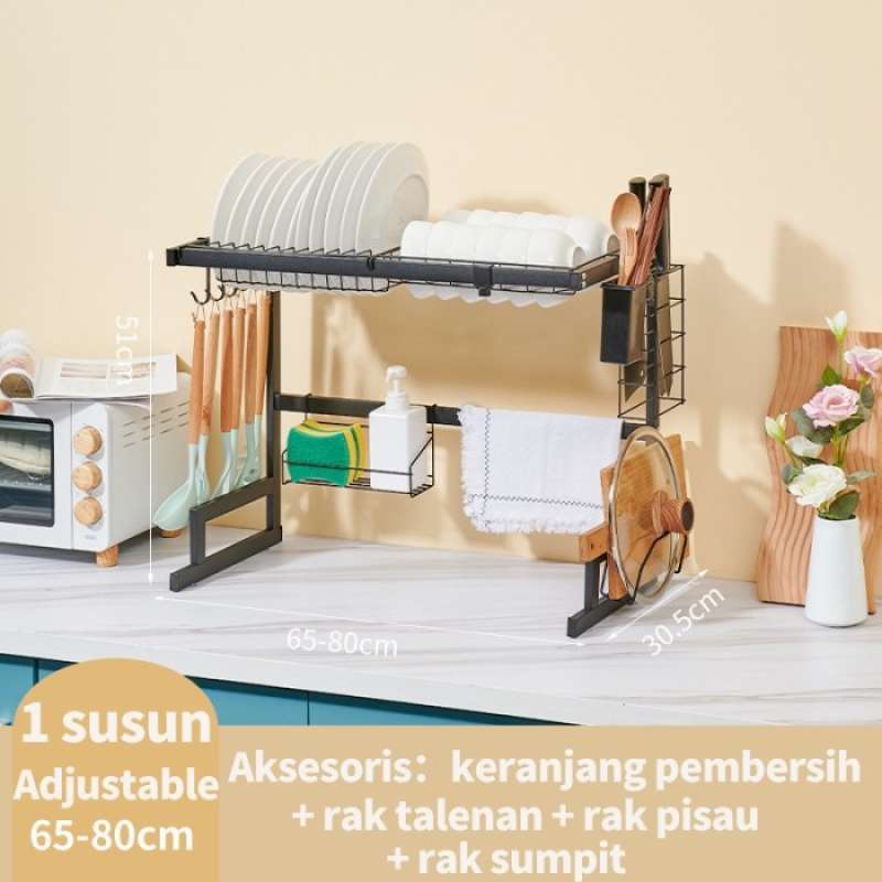 Promo Rak Dapur Stainless Hitam/rak Wastafel/rak Piring Dan Peralatan ...