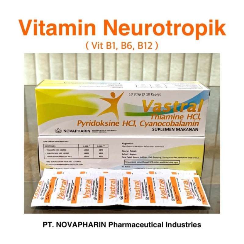 Promo Vitamin B VASTRAL VIT B1, B6, B12 ! 1Box isi 100 kaplet Murah ...