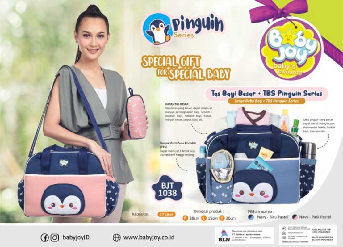 Jual Tas Bayi Besar Baby Joy plus Tempat Botol Susu Portable Pinguin ...