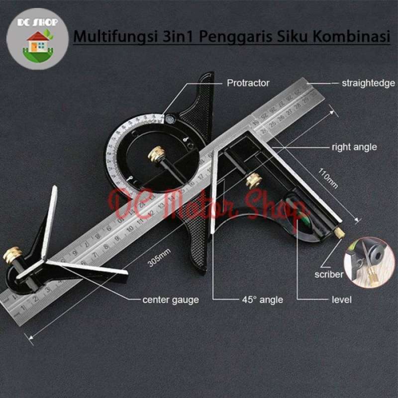 Promo Miliki Penggaris Siku Multifungsi 3In1 Sudut Kombinasi Square ...
