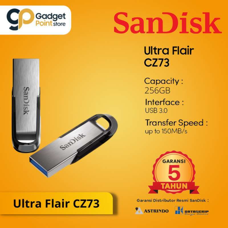Jual Sandisk Flashdisk 256 GB Ultra Flair CZ73 USB 3.0 Up To 130 MB/S ...