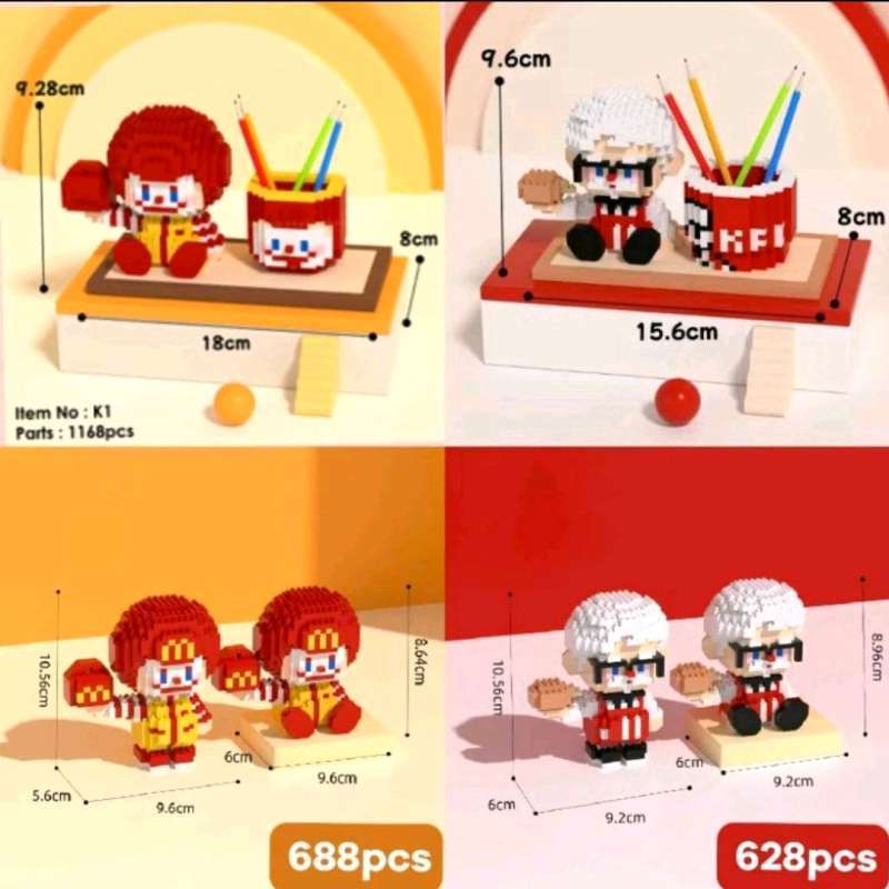 Jual Bricks Nano Blocks Fast Food Mcd Kfc Mainan Balok Susun Ronald ...