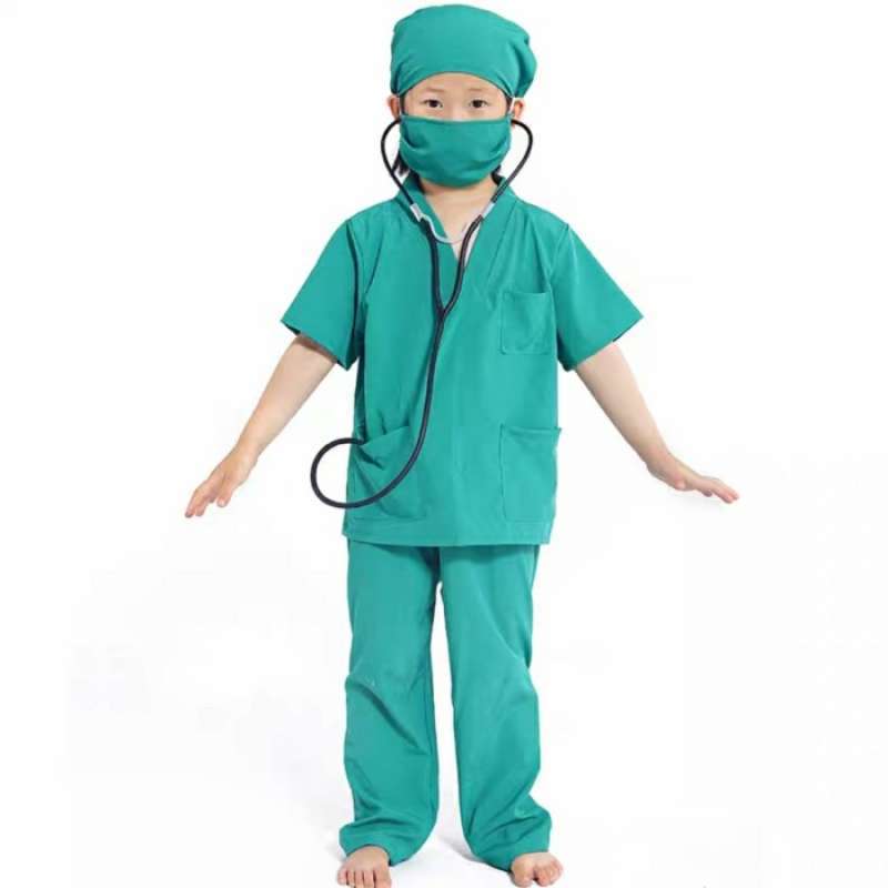 Promo Kids Surgeon Costume Green V Neck Set Kostum Dokter Baju Oka Anak ...
