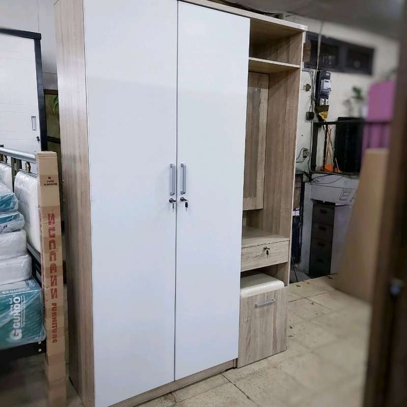 Jual Lemari Pakaian + Meja Rias Cermin + Puff Minimalis - Rak Baju ...