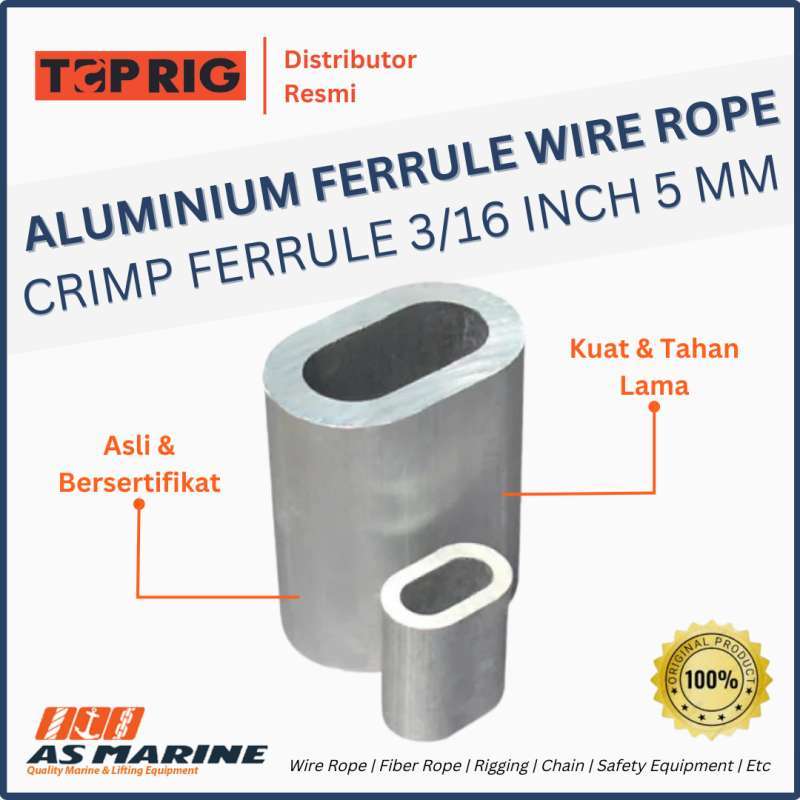 Jual TOPRIG Aluminium Ferrule / Crimp Ferrule Wire Rope 3/16 Inch 5 mm ...