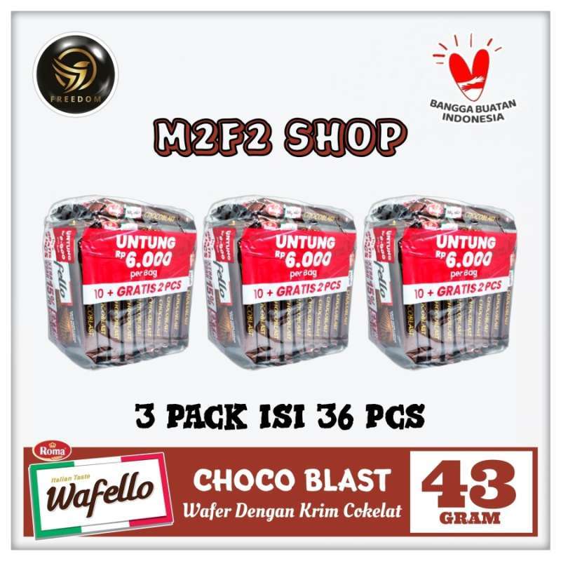 Promo Roma Wafer Wafello Choco Blast | Krim Cokelat - 43 gr (Kemasan 3 ...