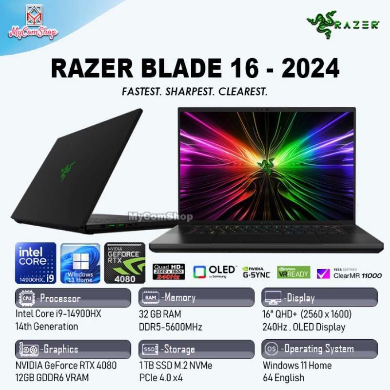 Jual Razer Blade 16 2024 I9-14900hx 32gb 2tb Rtx 4090 16gb Oled Qhd+ 240hz Di Seller Mycomshop ...