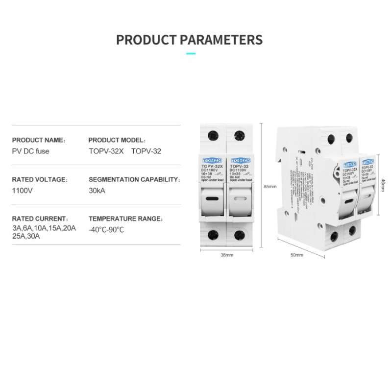 Promo 12A - PV DC FUSE HOLDER 2P WITH FUSE 12 A 1000V SOLAR CELL PANEL ...
