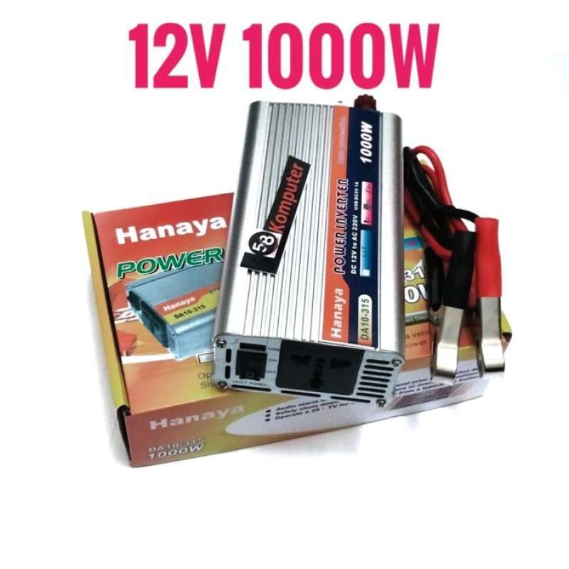 Promo Inverter Pure Sine Wave 1000W Dc Ke Ac DC 12V/24V to AC 220V USB Port - 1000W 12V HNY ...