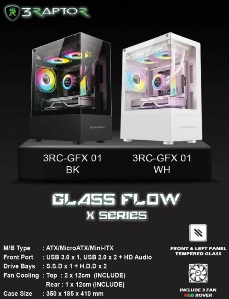 Jual Casing Gaming Raptor Glass Flow X 01 di Seller ANANDAM.ID Official ...