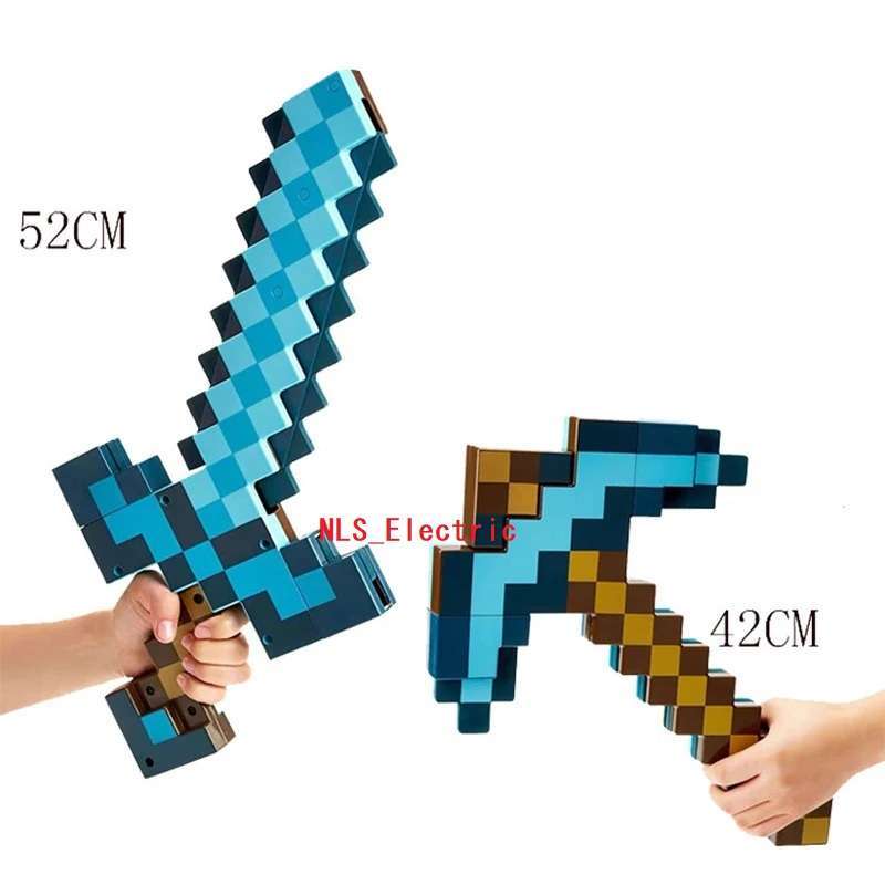 Promo NLS sword mainan pedang minecraft diamond axe biru berubah bentuk ...