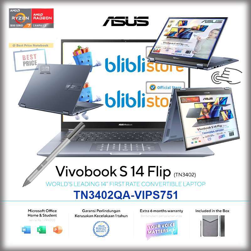 Jual Laptop Asus Vivobook Flip Tn3402qa-vips751 R7 5800h - Transparent ...