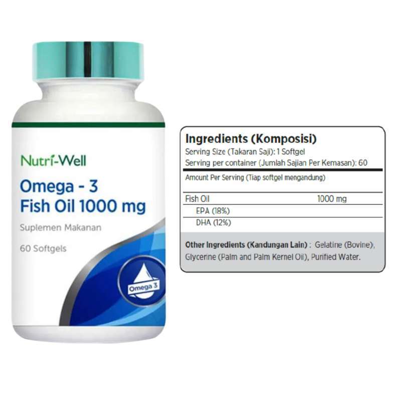 Jual Nutriwell Nutri-well Omega 3 Fish Oil 1000 Mg 60 Softgels Minyak ...