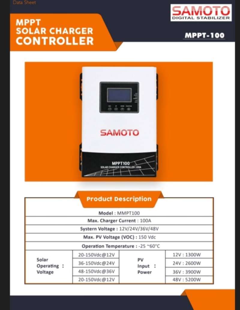 Promo SOLAR CHARGER SAMOTO MPPT 100A PANEL SURYA Diskon 23% di Seller ...
