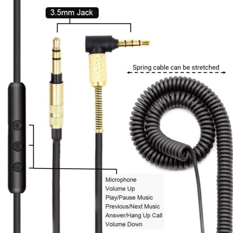 Promo Kabel Aux Audio Jack 3.5mm Microphone Sony Bose JBL AKG ATH Cable ...