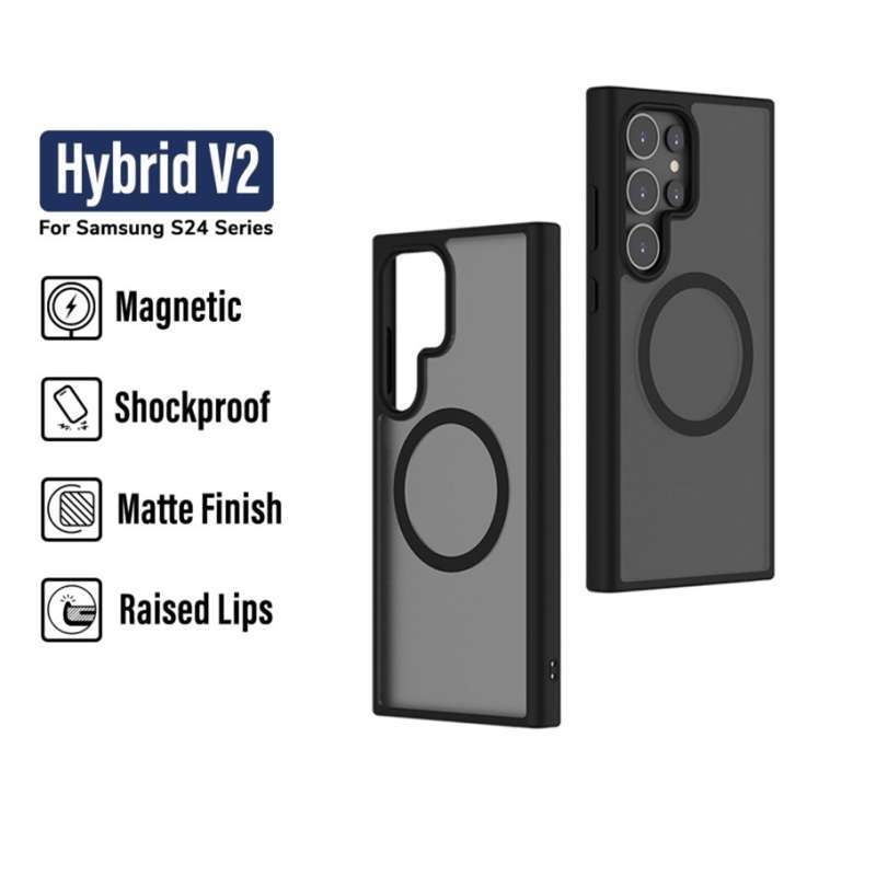 Promo Case Samsung Galaxy S24 Ultra Plus Octagoods Hybrid V2 MagSafe Casing - Frosted Black S24 ...