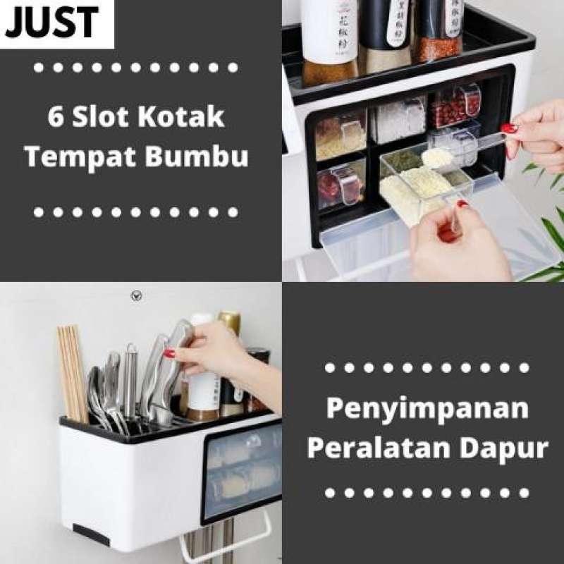 Jual Rak Bumbu Dapur Set Dinding Gantung Tempel Serbaguna 6 Tempat ...
