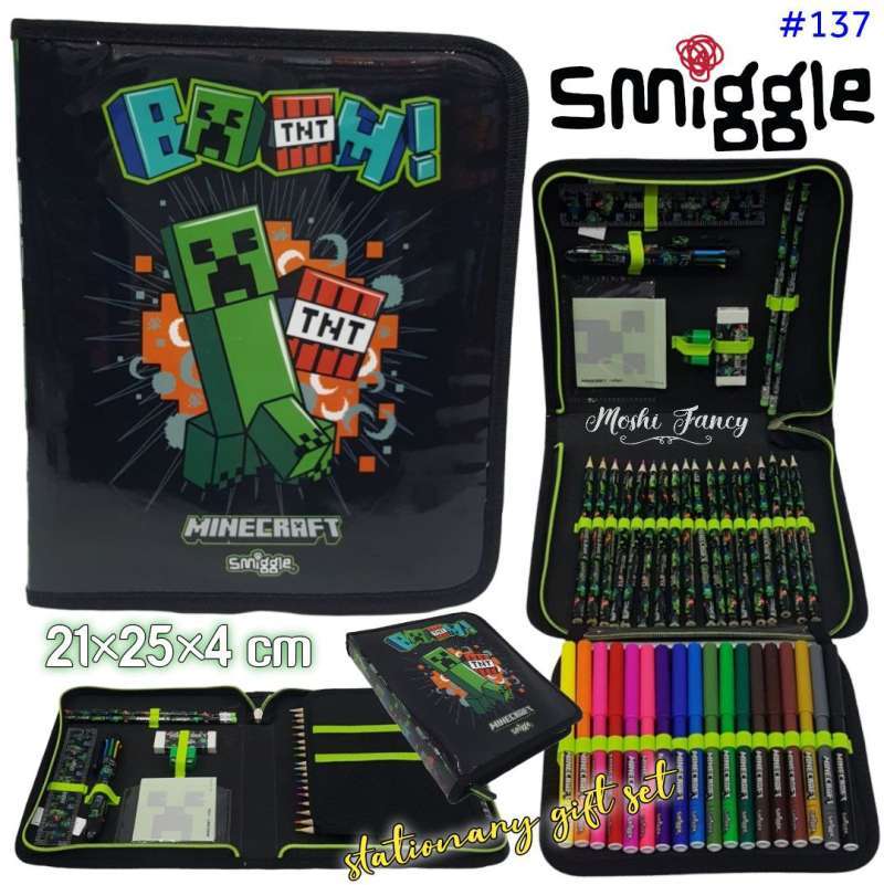 Jual Smiggle Midi Zip Kit Stationary Gift Set Minecraft / Pencil Case ...