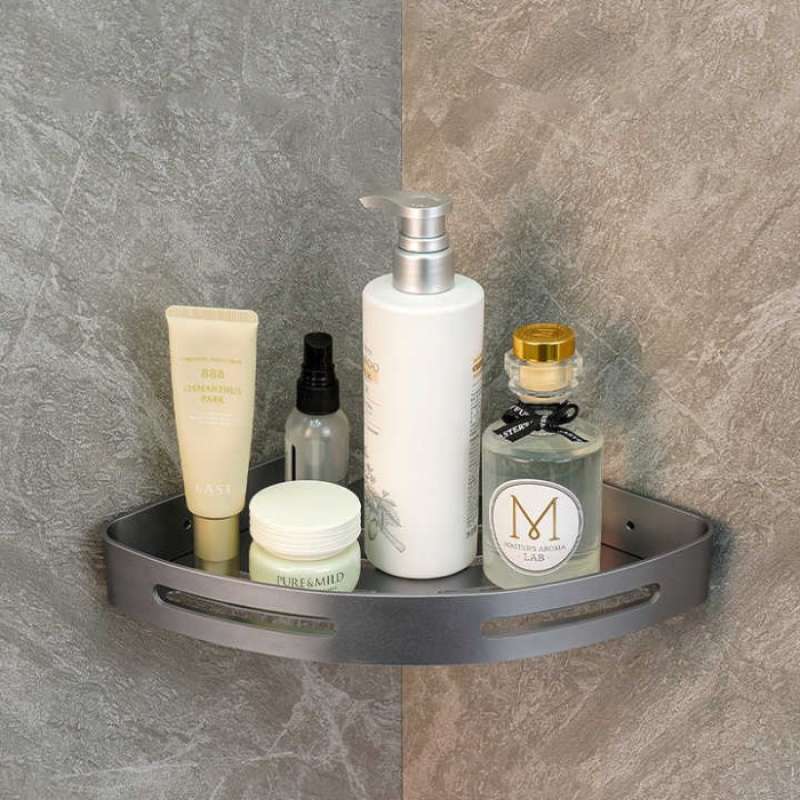 Jual Rak Sudut Aluminium Single Abu Rack Dapur Rak Kamar Mandi Grey ...