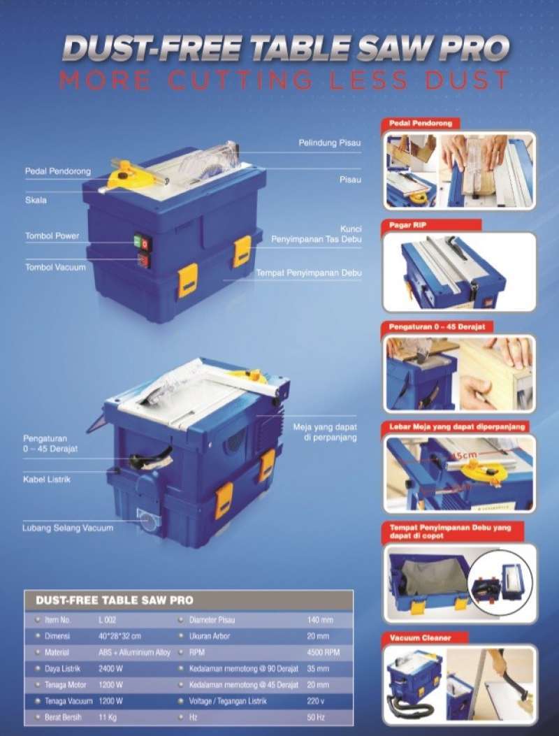 Promo Mesin Gergaji Meja dengan Vacuum - Portable Table Saw Diskon 23% ...