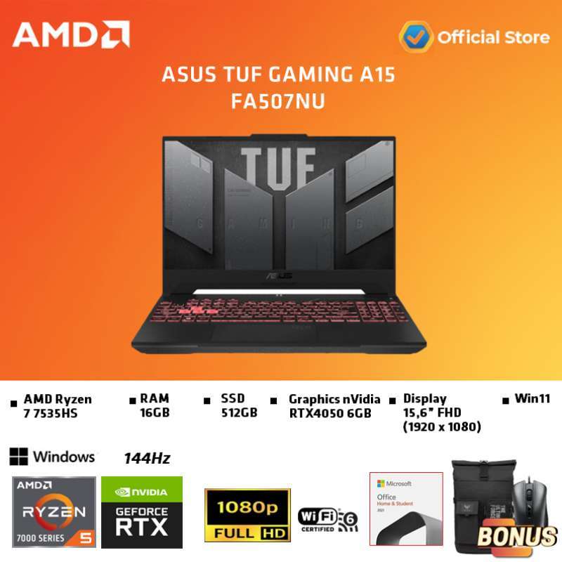 Promo Asus Tuf A15 Fa507nu Rtx4050 6gb | Ryzen 5 7535hs 16gb 512gb 15.6 ...