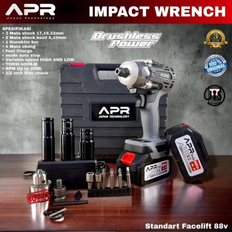 Promo PROMO Impact Wrench 48V 400nm apr JAPAN 2 batre bonus Diskon 23% ...