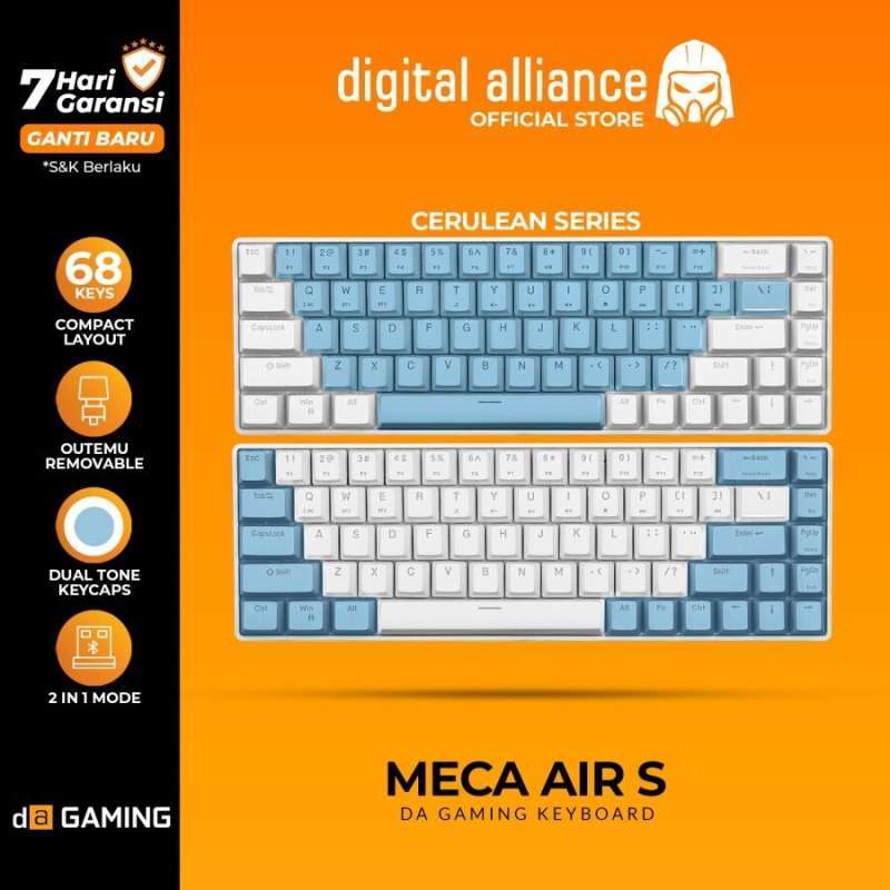 Jual Keyboard Gaming Digital Alliance 65% Wireless Mechanical Meca Air S - Blue Switch White ...