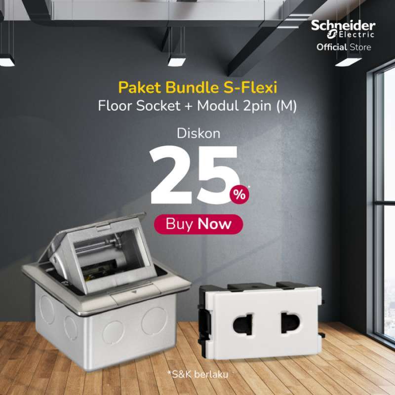 Promo Bundle Schneider Electric Floor Socket Silver + S-Flexi 2 pin(M ...
