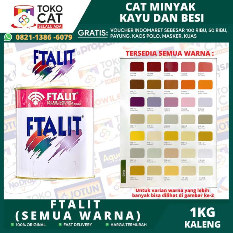 Promo Cat Ftalit Gloss 1 Kg - Cat Minyak / Cat Kayu Besi (Ready Semua ...