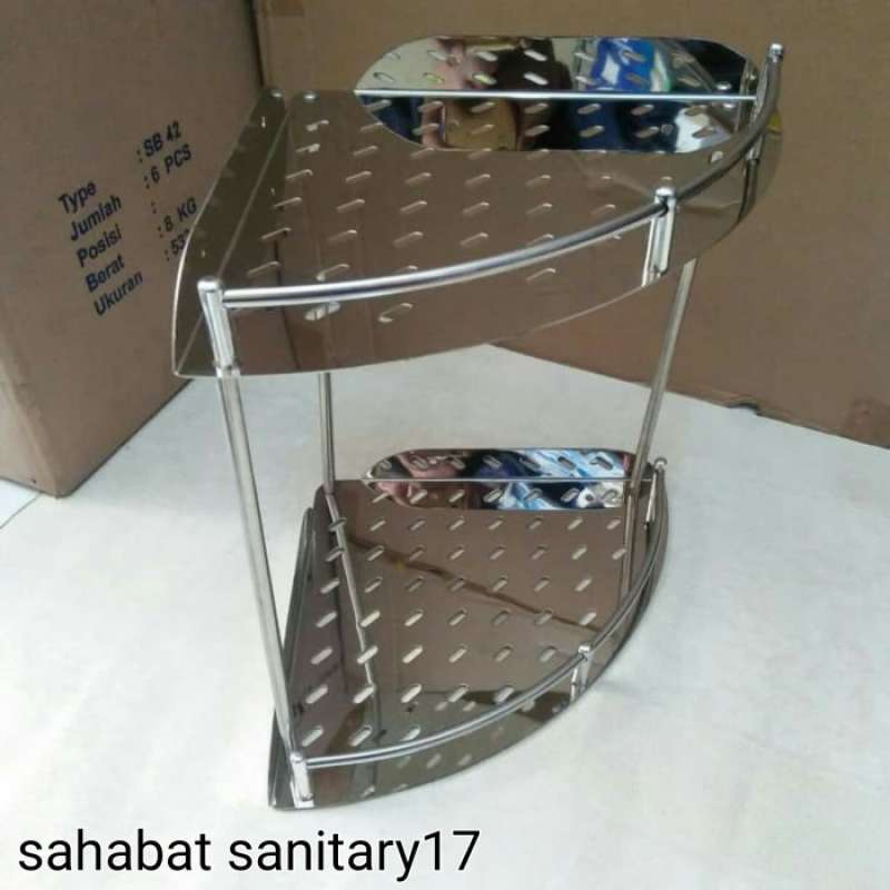 Jual Rak Sudut Stainless 2 Tingkat/Tempat Sabun Shampo Stainless 2 ...