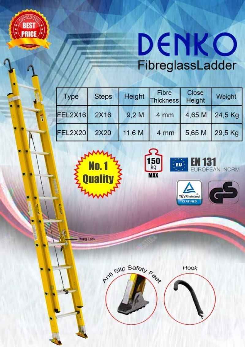 Promo Tangga Lipat Fiberglass Merk Denko (Fel 2X16) - Tangga Pln 9,2 ...