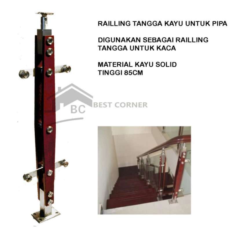 Promo Tiang Railling Tangga Kayu Kaca / Ralling Tangga Stainless 304 ...