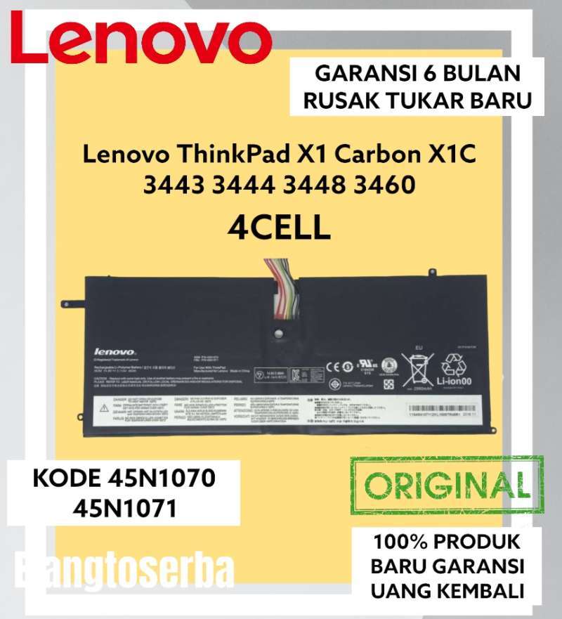 Jual ORIGINAL BATTERY BATERAI LAPTOP LENOVO Thinkpad X1 Carbon Gen 1 45N1070 45N1071 Di Seller