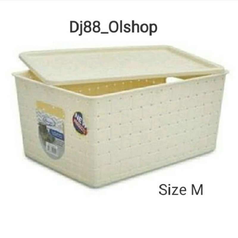 Jual Keranjang Rotan Plastik Dengan Tutup Merek Hawaii 9251 DT - Putih ...