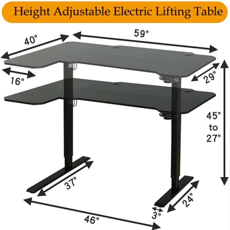 Promo Terbaru 150Cm L-Shape Electric Height Adjustable Table Standing ...