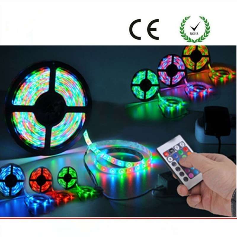 Promo PROMO - LAMPU LED STRIP 3528 RGB WARNA WARNI IP44 10M AC 220V+ADAPTOR+REMOTE - 5050 10m ...