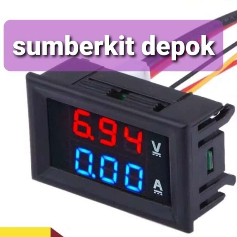 Promo VOLTMETER AMMETER DC100V10A DUAL COLOR 3-DIGIT DISPLAY CURRENT ...