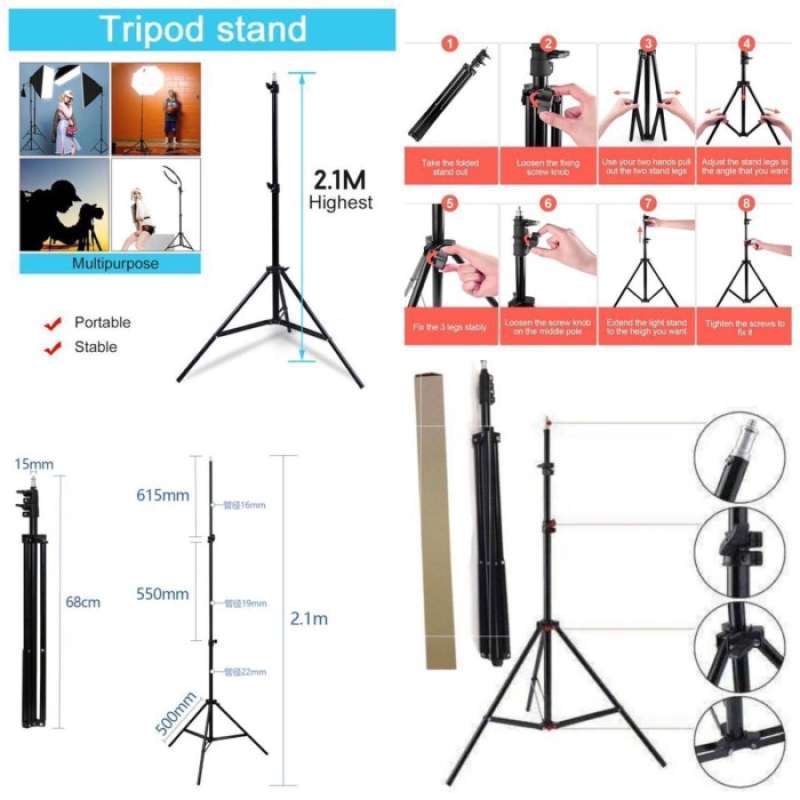 Jual tripod full besi/tripod hp/tripod camera/tripod ring led 2 meter ...