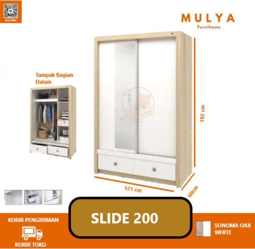 Promo Lemari Pakaian Sliding 2 Pintu Minimalis/slide 200 Diskon 23% Di ...