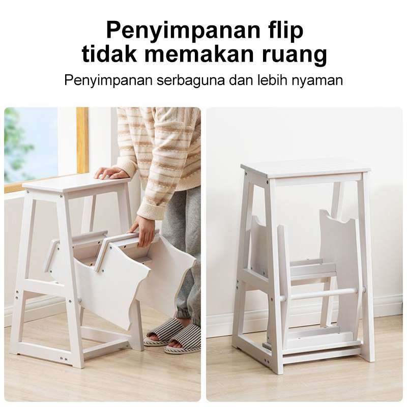Promo Tangga Lipat Kayu Estetik 2-3 Step Tangga Rumah Lipat Kursi ...