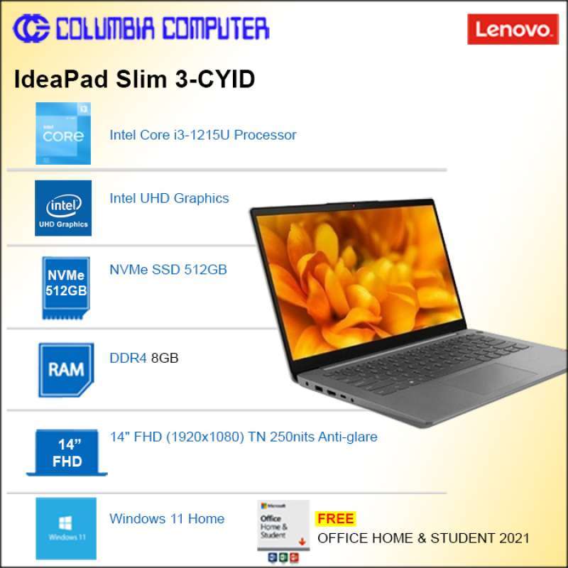 Jual Ideapad Slim 3-cyid I3-1215u 8gb 512gb 14inch-fhd Win11+ohs Di ...