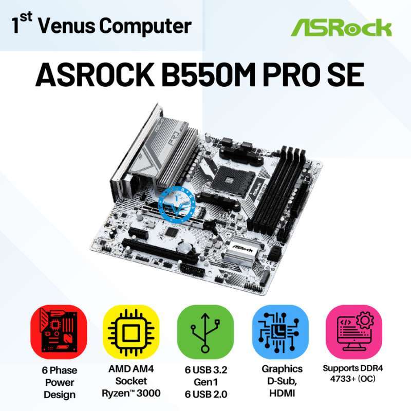 Jual Motherboard Asrock B550M PRO SE (Socket AM4, B550) / MAI40-ASR di ...