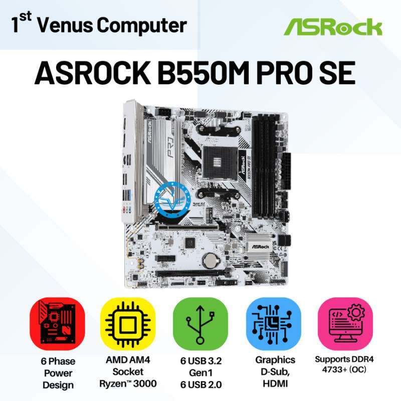 Jual Motherboard Asrock B550M PRO SE (Socket AM4, B550) / MAI40-ASR di ...