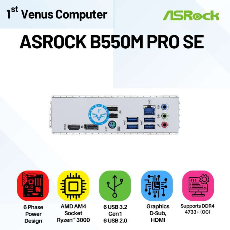 Jual Motherboard Asrock B550M PRO SE (Socket AM4, B550) / MAI40-ASR di ...