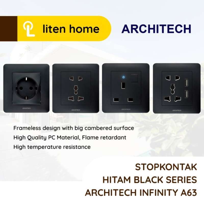 Promo Stopkontak Stop Kontak Hitam Black Series Architech Infinity A63 - Kotak Universal ...