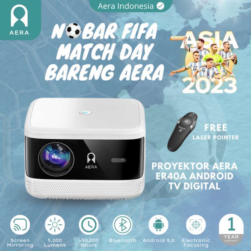 Jual AERA Projector Mini ER40A 5000 Lumens Screen Mirroring Smart Projector Full Hd di Seller ...