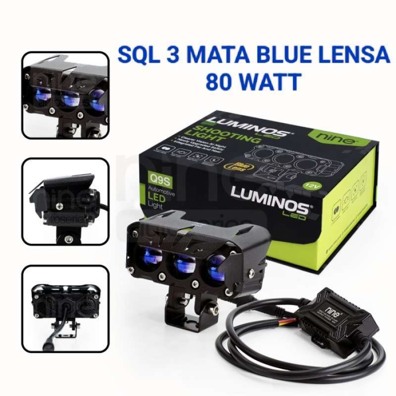 Promo Lampu Led Mini Laser Sql 3 Mata Blue Lens Nine Luminos Q9s 80watt - Harga 1 Lampu Garansi ...