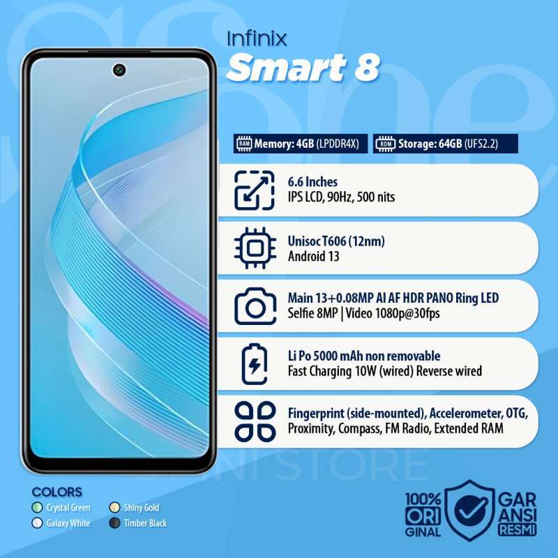Promo Infinix Smart 8 4/64 Garansi Resmi Infinix Indonesia Diskon 7% di ...