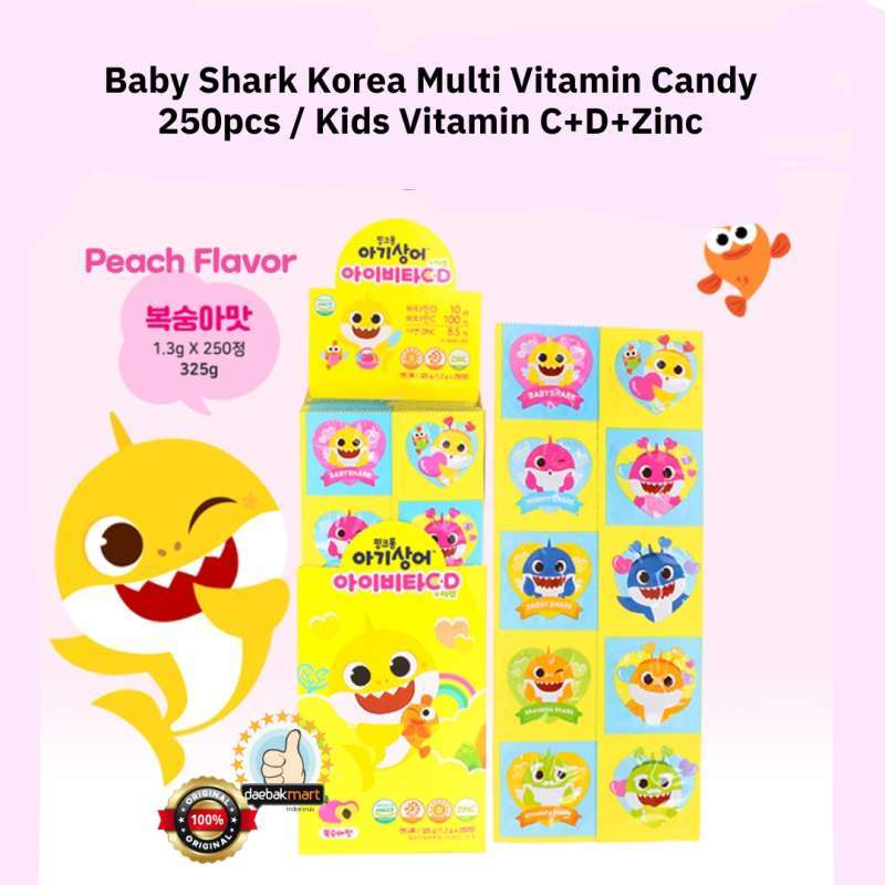 Jual Baby Shark Korea Multi Vitamin Candy Kids Vitamin C+D+Zinc (1 ...