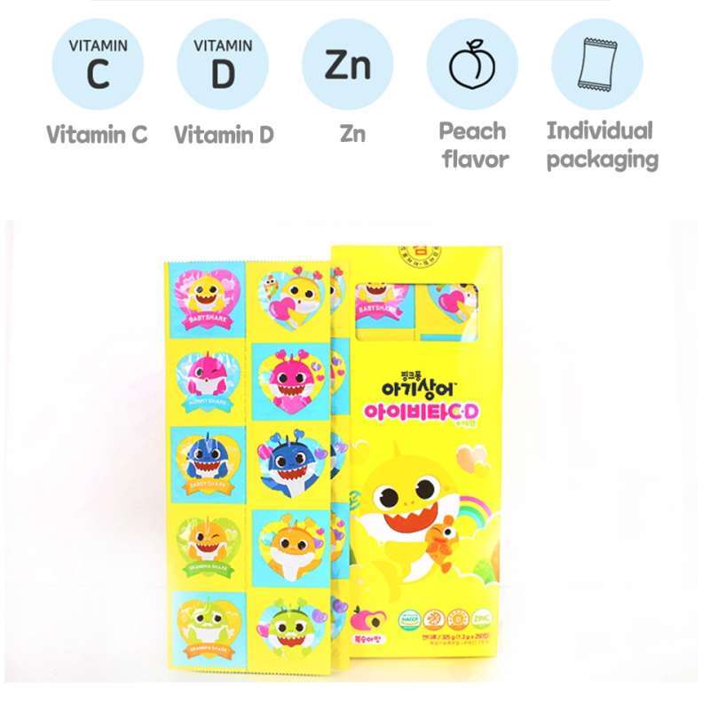 Jual Baby Shark Korea Multi Vitamin Candy Kids Vitamin C+D+Zinc (1 ...